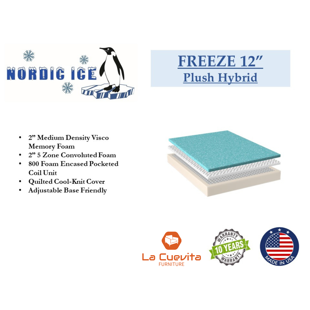 Freeze Foam Hybrid 12" Plush Twin (6538) - La Cuevita Furniture