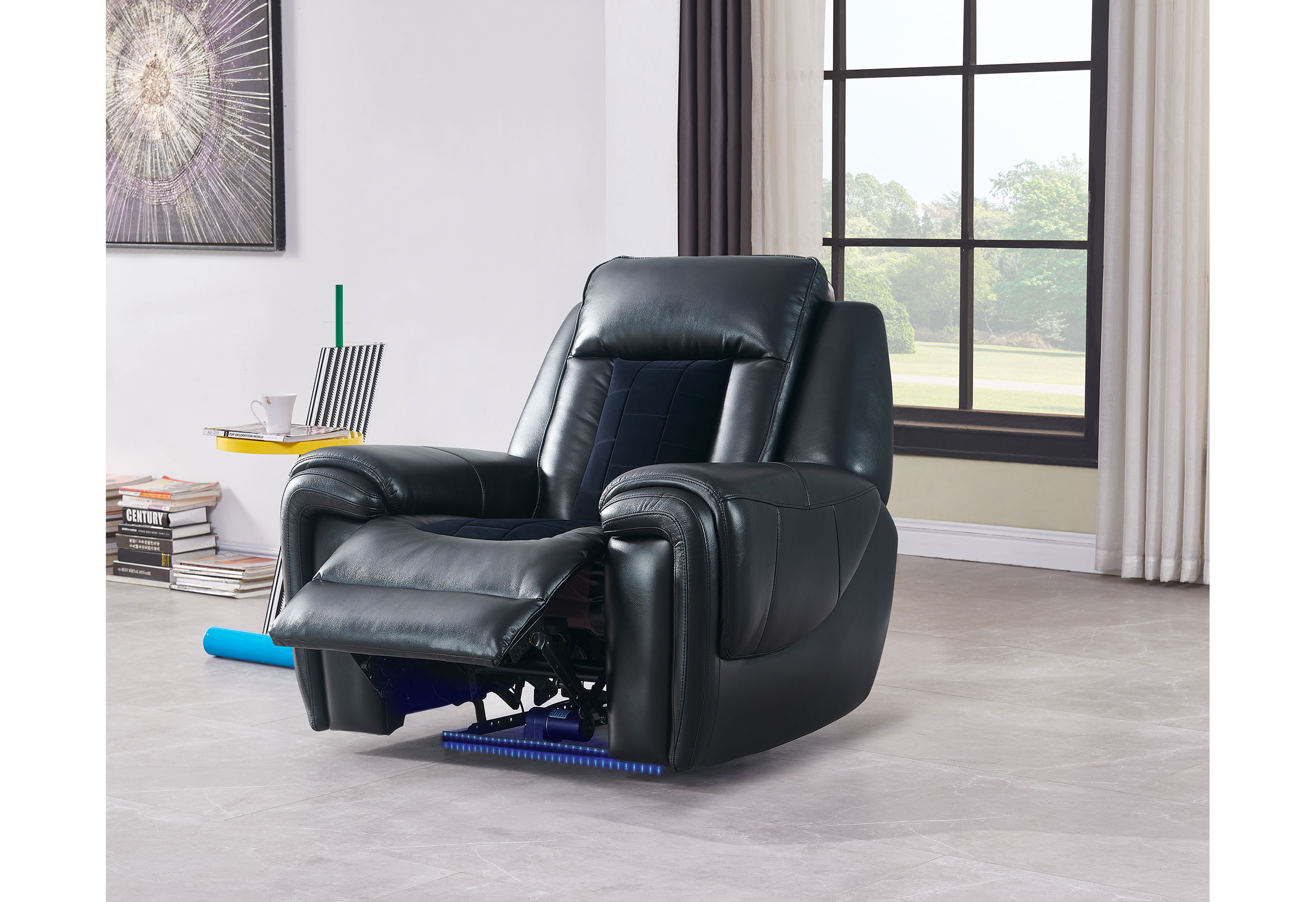 U0700 Black Reclining Chair - La Cuevita Furniture